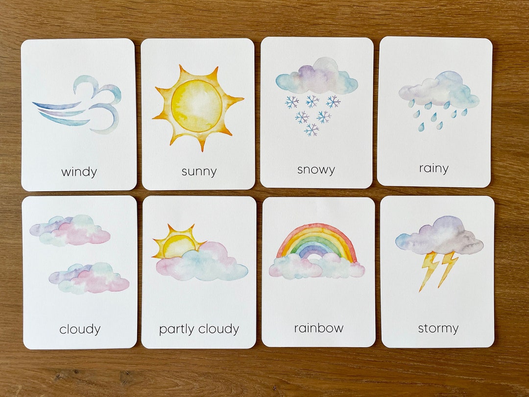 The Weather Cards Printable, MONTESSORI MATERIALS PRINTABLE, Three Part ...