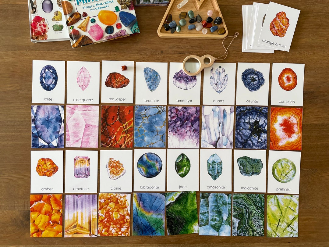 Gemstones Montessori Flashcards: Minerals & Crystals Learning (digital ...