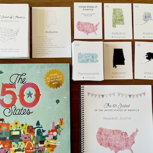 USA 50 States and State Capitals, 50 States of USA Research Journal, 50 ...