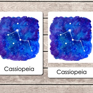 Constellations Astronomy Flashcards, Montessori Three-part Cards ...
