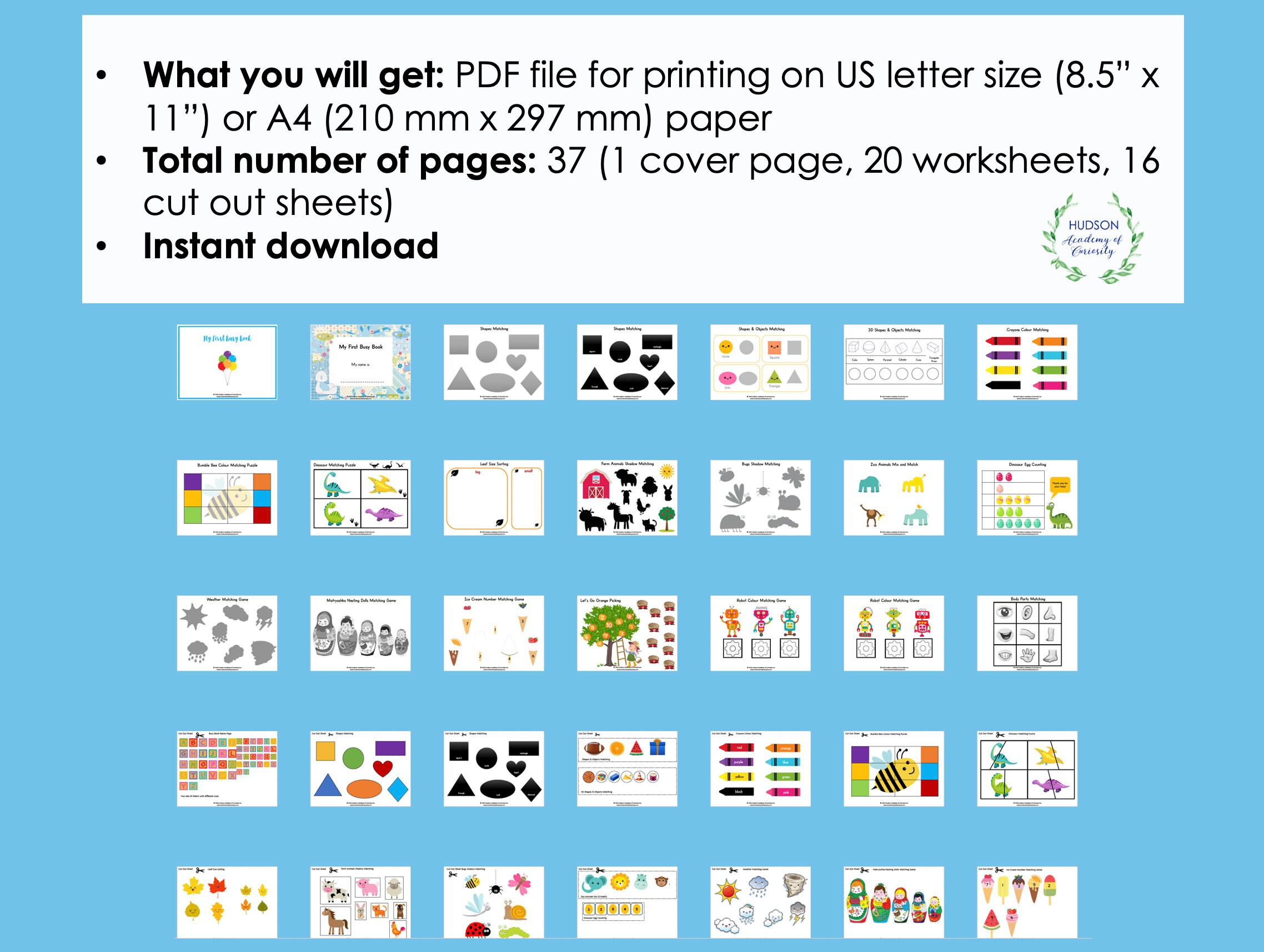 Toddler Busy Book Printable Busy Book File Folder Game - Etsy Canada