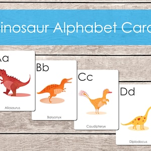 Dinosaur Alphabet Flashcards, Toddler Alphabet Cards, Dinosaur A to Z ...