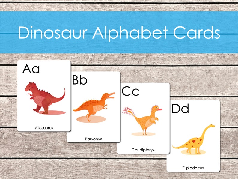 Dinosaur Alphabet Flashcards Toddler Alphabet Cards Dinosaur | Etsy
