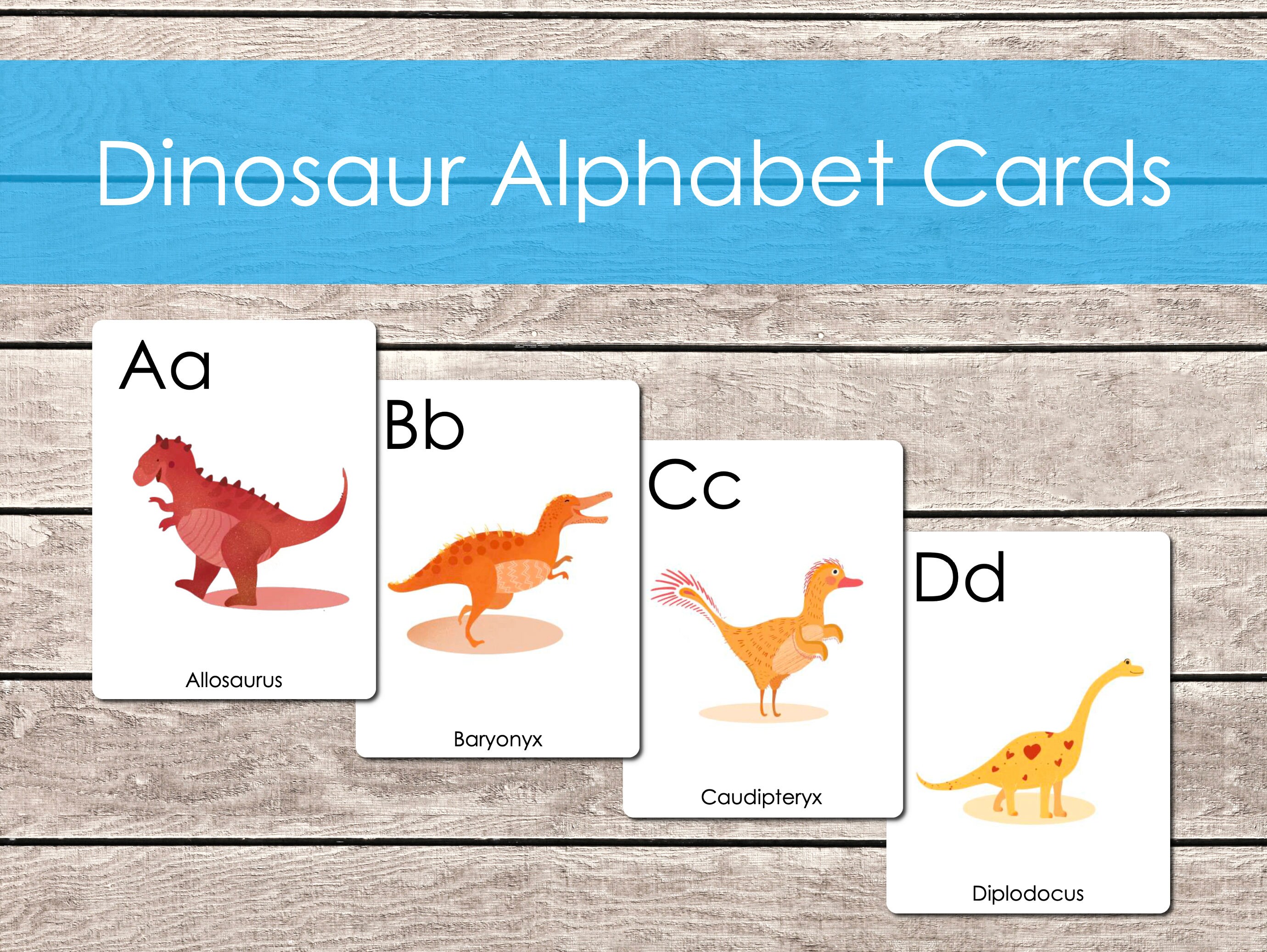Dinosaur Alphabet Flashcards Toddler Alphabet Cards Dinosaur - Etsy ...