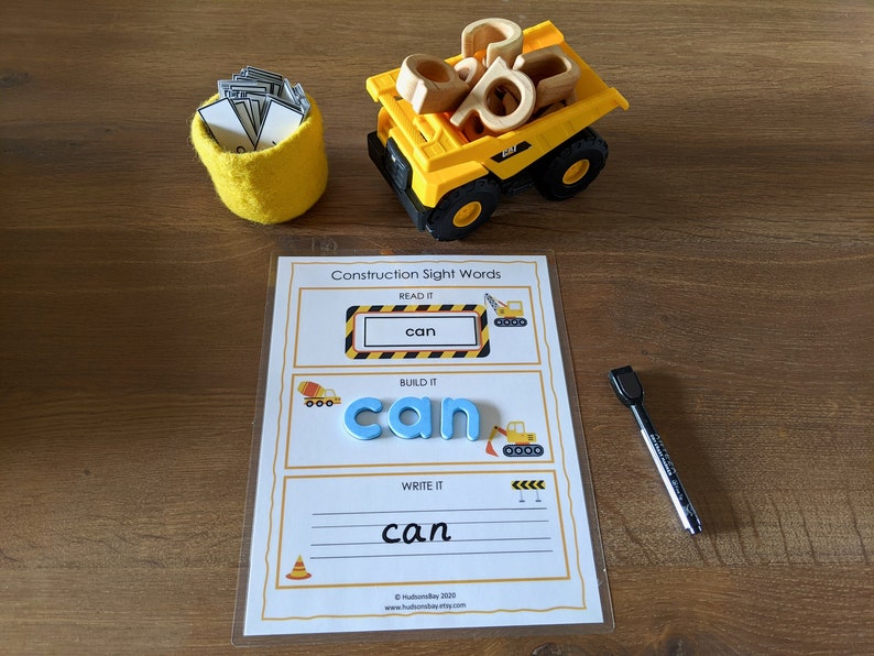 Sight Words Builder Spelling Printable Construction | Etsy