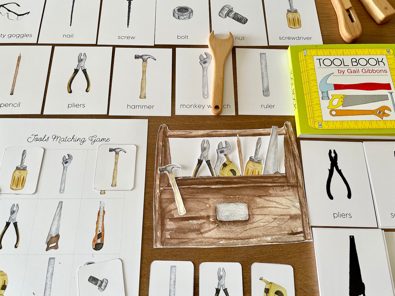 Tools Learning Pack: Montessori Flashcards & Matching Game (digital ...