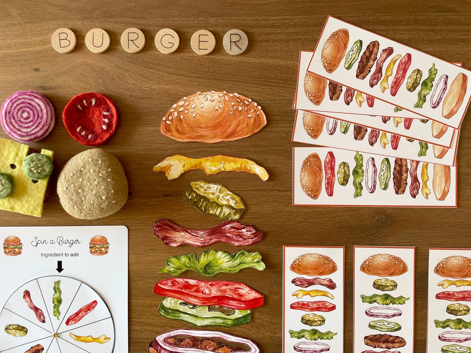 Build-a-burger Printable Activity: Kids Cooking Game With Spinner Wheel ...
