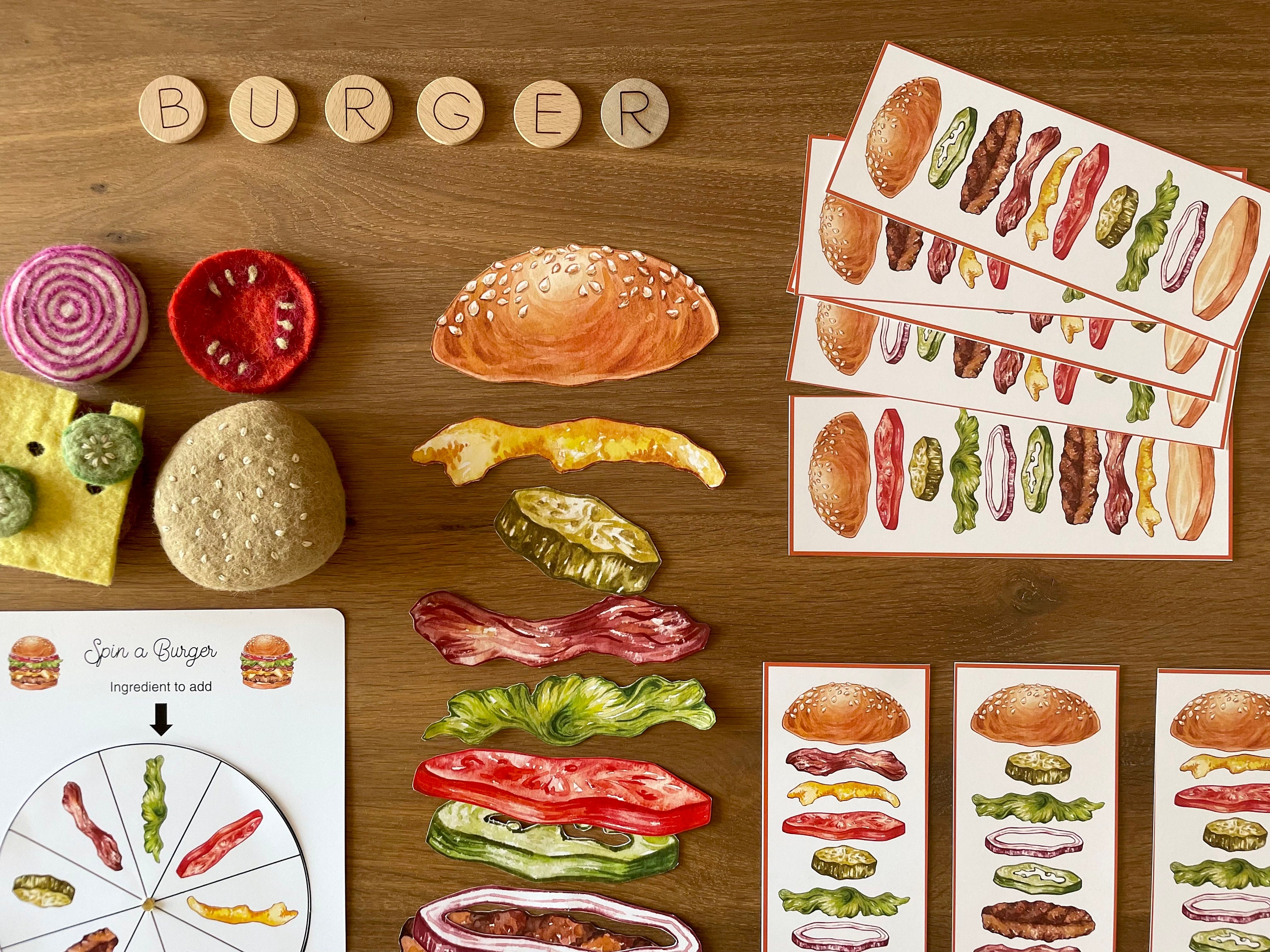 Build-a-burger Printable Activity: Kids Cooking Game With Spinner Wheel ...