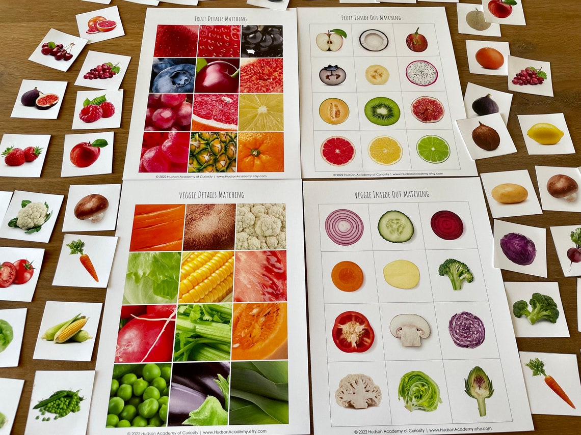 Fruit and Veggie Matching Cards Fruit and Veggie Inside Out - Etsy