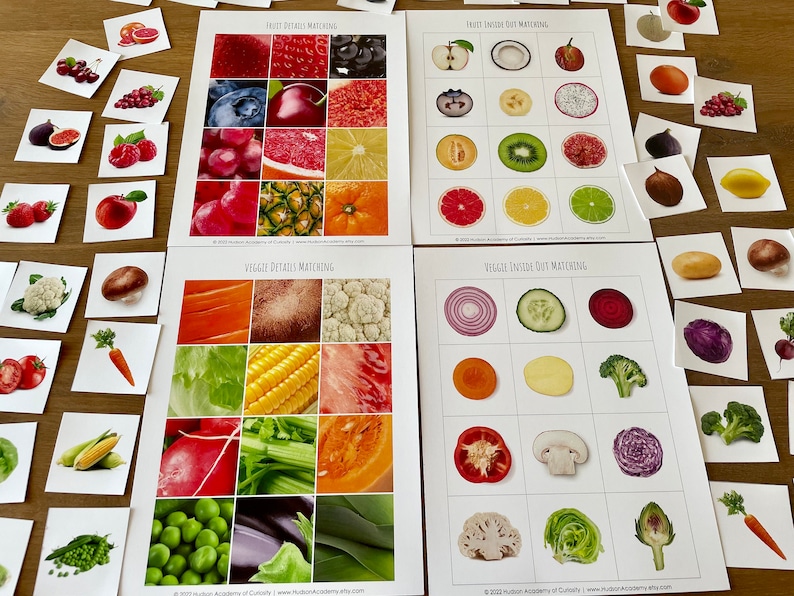Fruit & Veggie Matching Cards: Montessori Printable (PDF) - Etsy