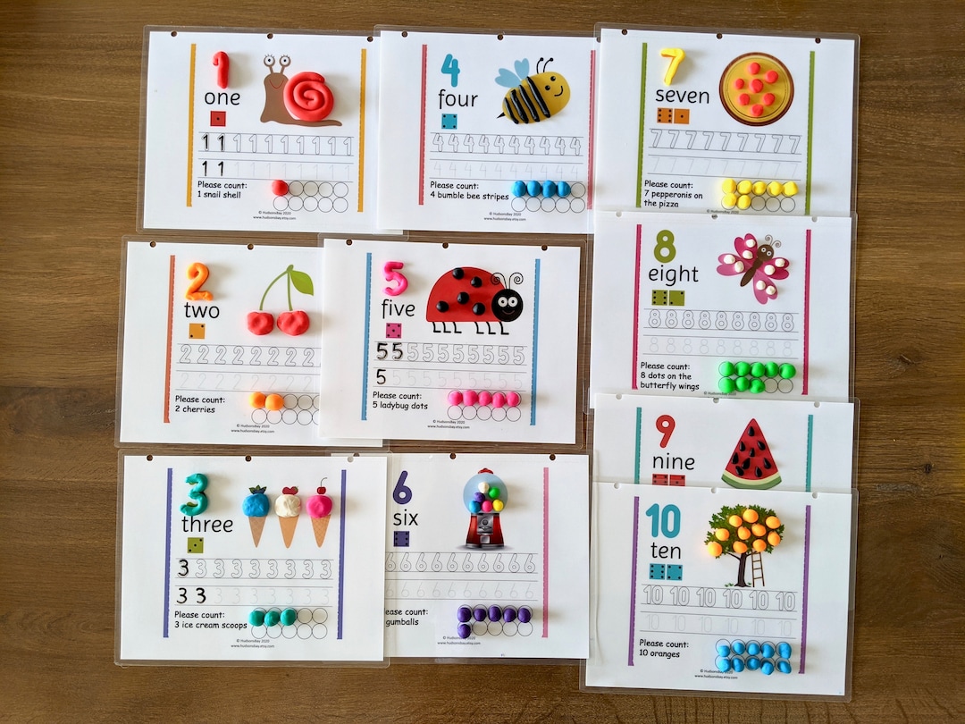 Numbers Play Dough Mats: Counting & Tracing Activity (digital Download ...