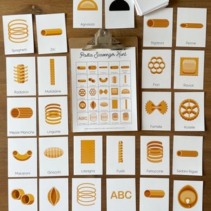 Pasta Shape Flashcards: Montessori Learning Materials (digital Download ...