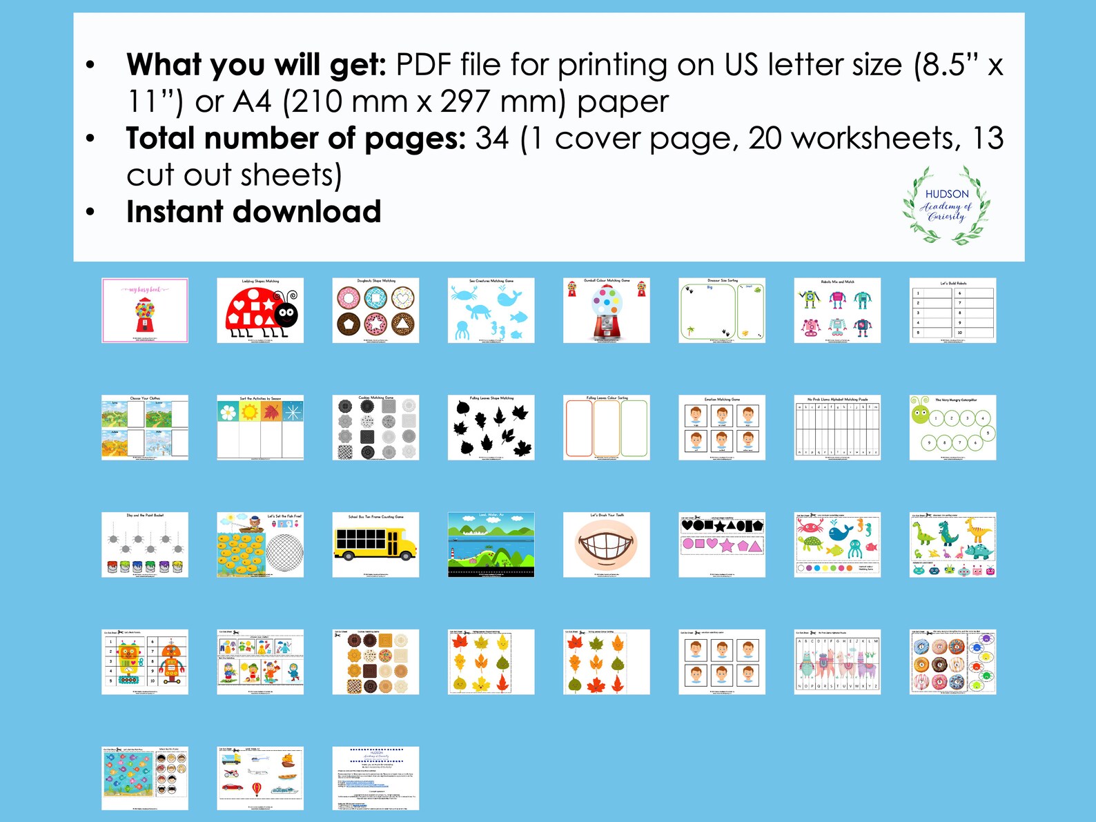 Toddler Busy Book Printable Busy Book File Folder Game - Etsy