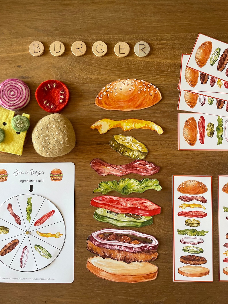 Build-a-burger Printable Activity: Kids Cooking Game With Spinner Wheel (PDF) - Etsy