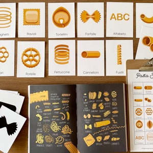 Pasta Shape Flashcards: Montessori Learning Materials (digital Download ...