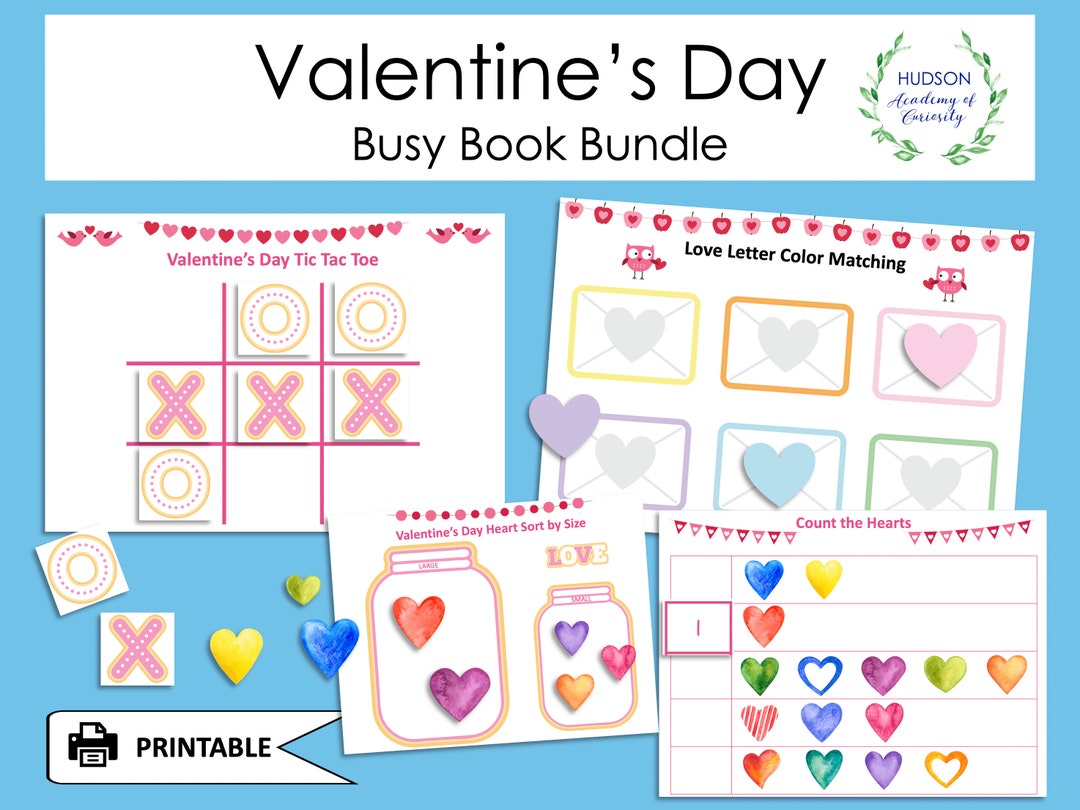 Valentine's Day Busy Book, Valentine Printable, Busy Binder, Toddler ...