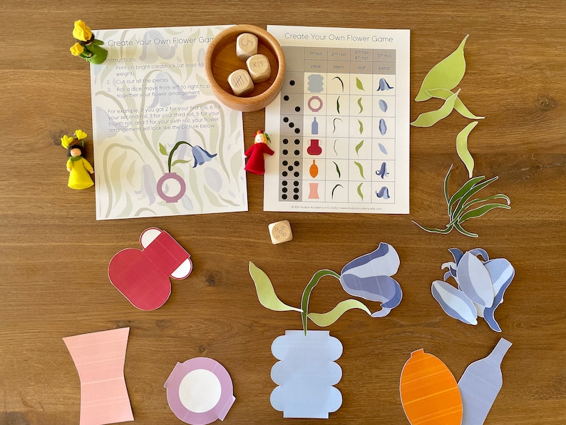 Roll A Flower Game Printable Game Toddler Dice Game | Etsy Canada