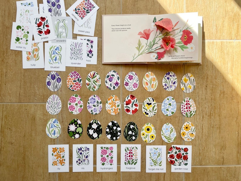 Easter Egg Flower Matching Cards: Spring Montessori Printable (PDF) - Etsy