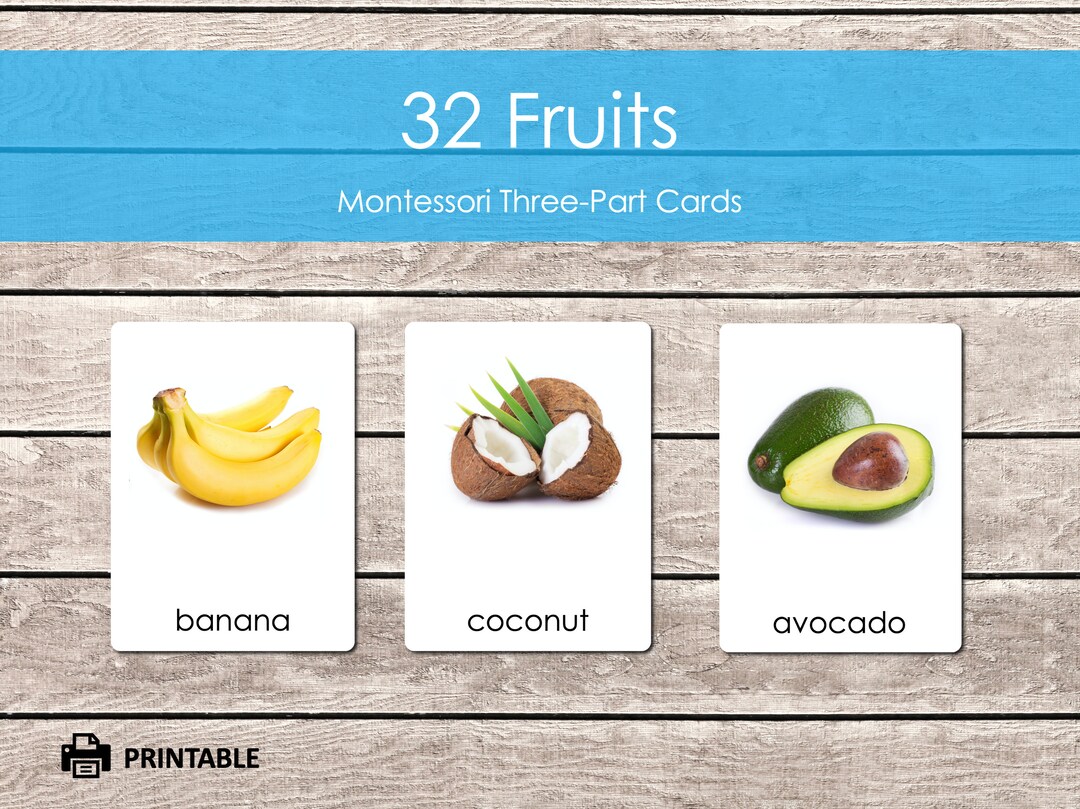 Fruits Montessori Cards: 32 Real Fruit Three-part Cards (PDF) - Etsy