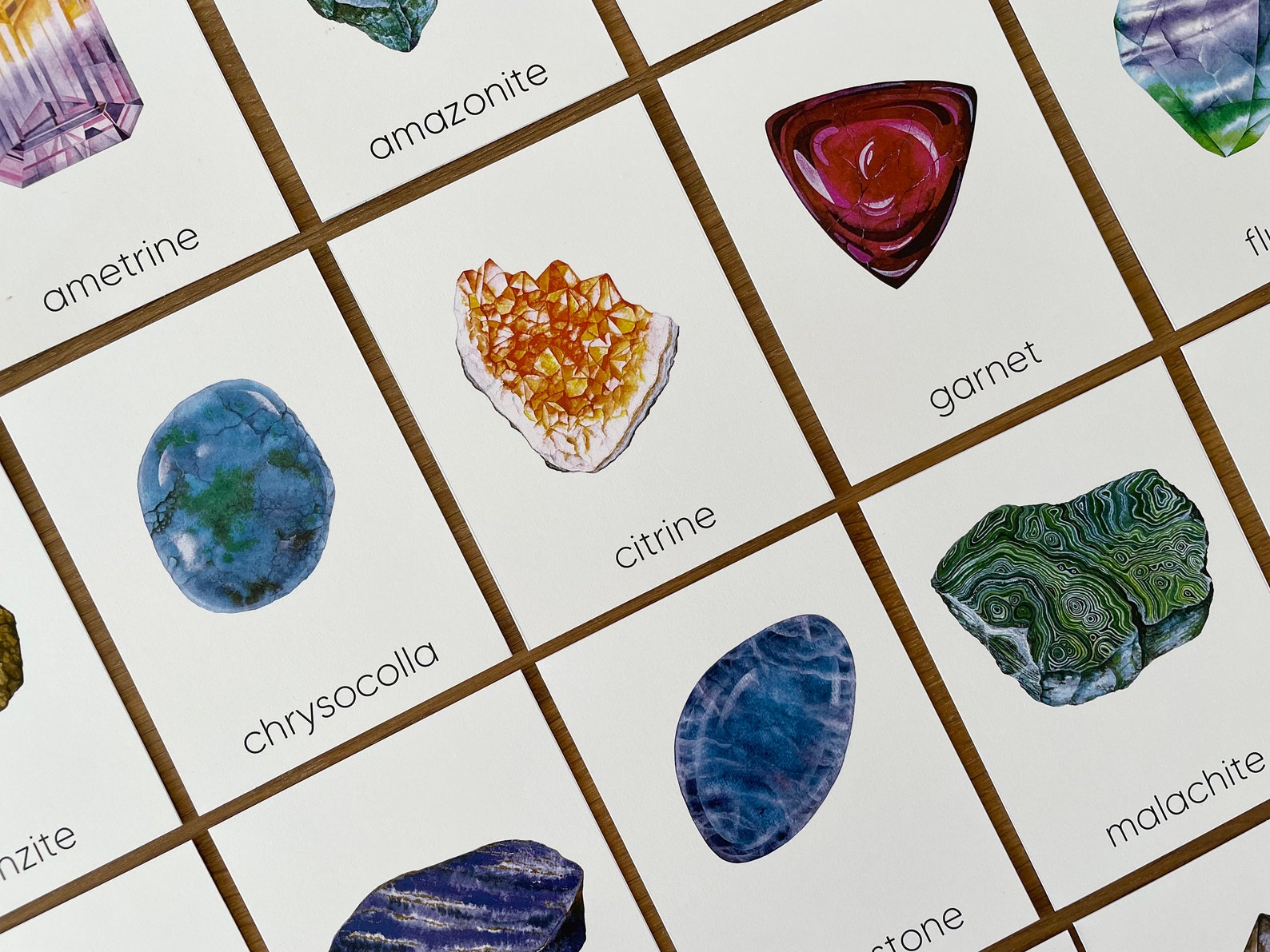 Gemstones Montessori Flashcards: Minerals & Crystals Learning (digital ...