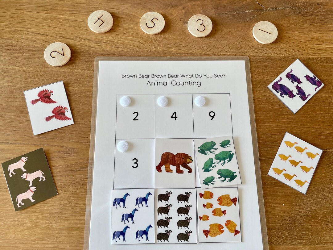 Brown Bear Counting Game: Toddler Busy Book Page (digital Download) - Etsy