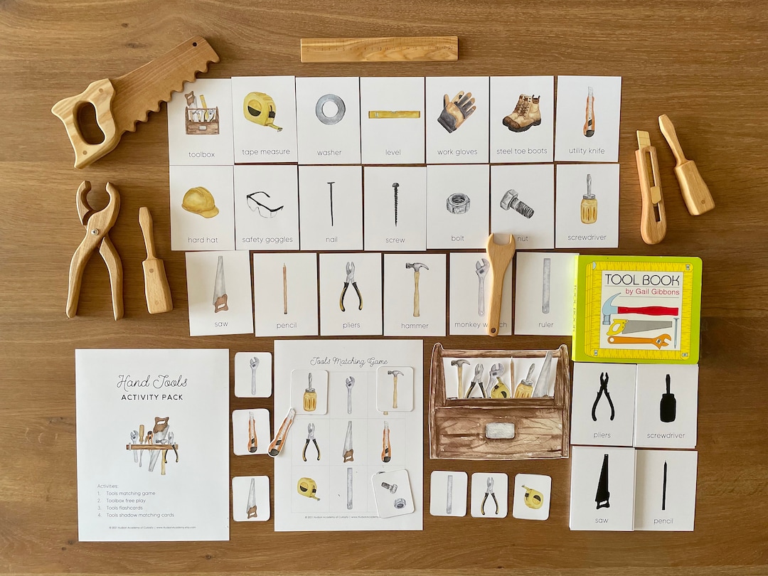 Tools Learning Pack: Montessori Flashcards & Matching Game (digital ...