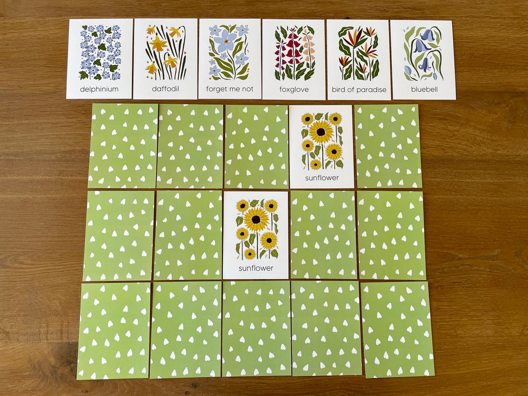 Flower Memory Game Flashcards: Montessori Homeschool Printable (instant ...