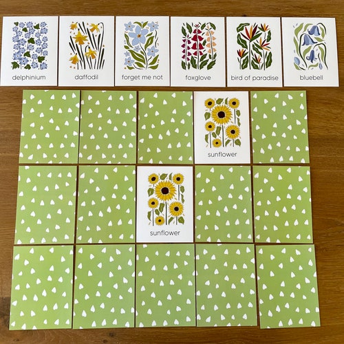 Flower Memory Game Flashcards Montessori Materials Printable - Etsy