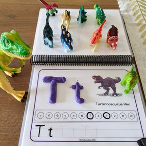 Dinosaur Play Dough Mats, Playdoh Alphabet Mat, Printable Tracing Mats ...