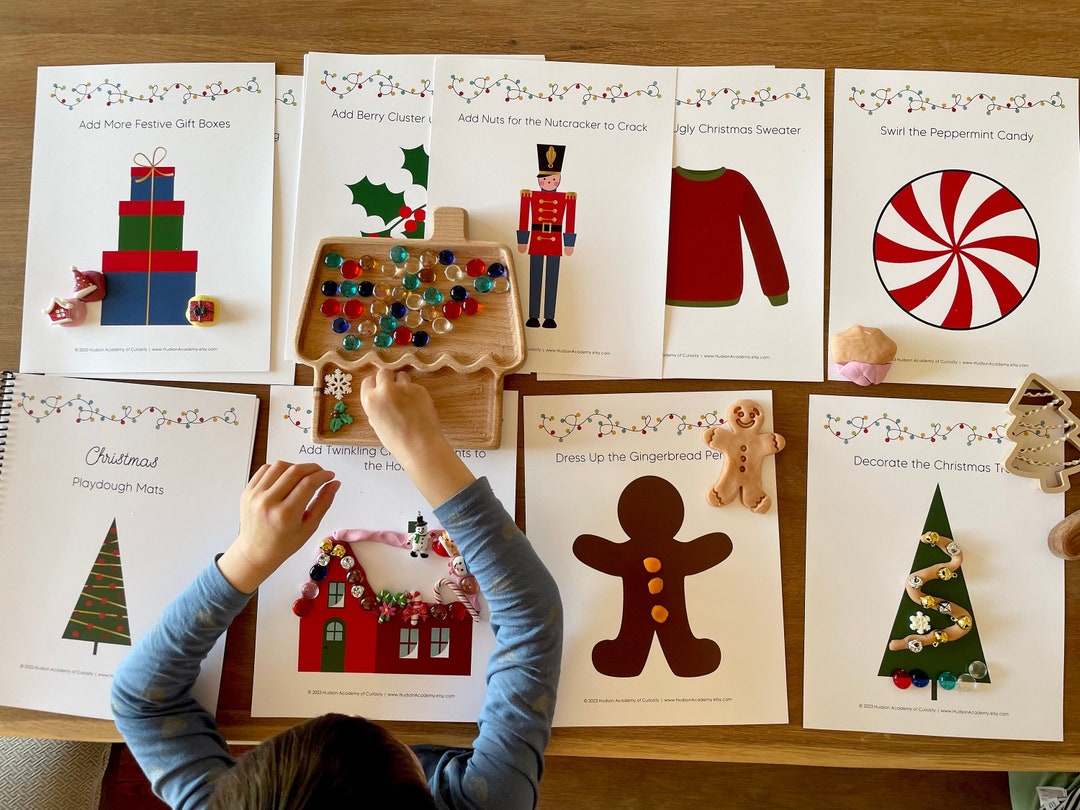 Kids' Christmas Play Dough Activity Mats; Printable Winter Holiday Fun ...