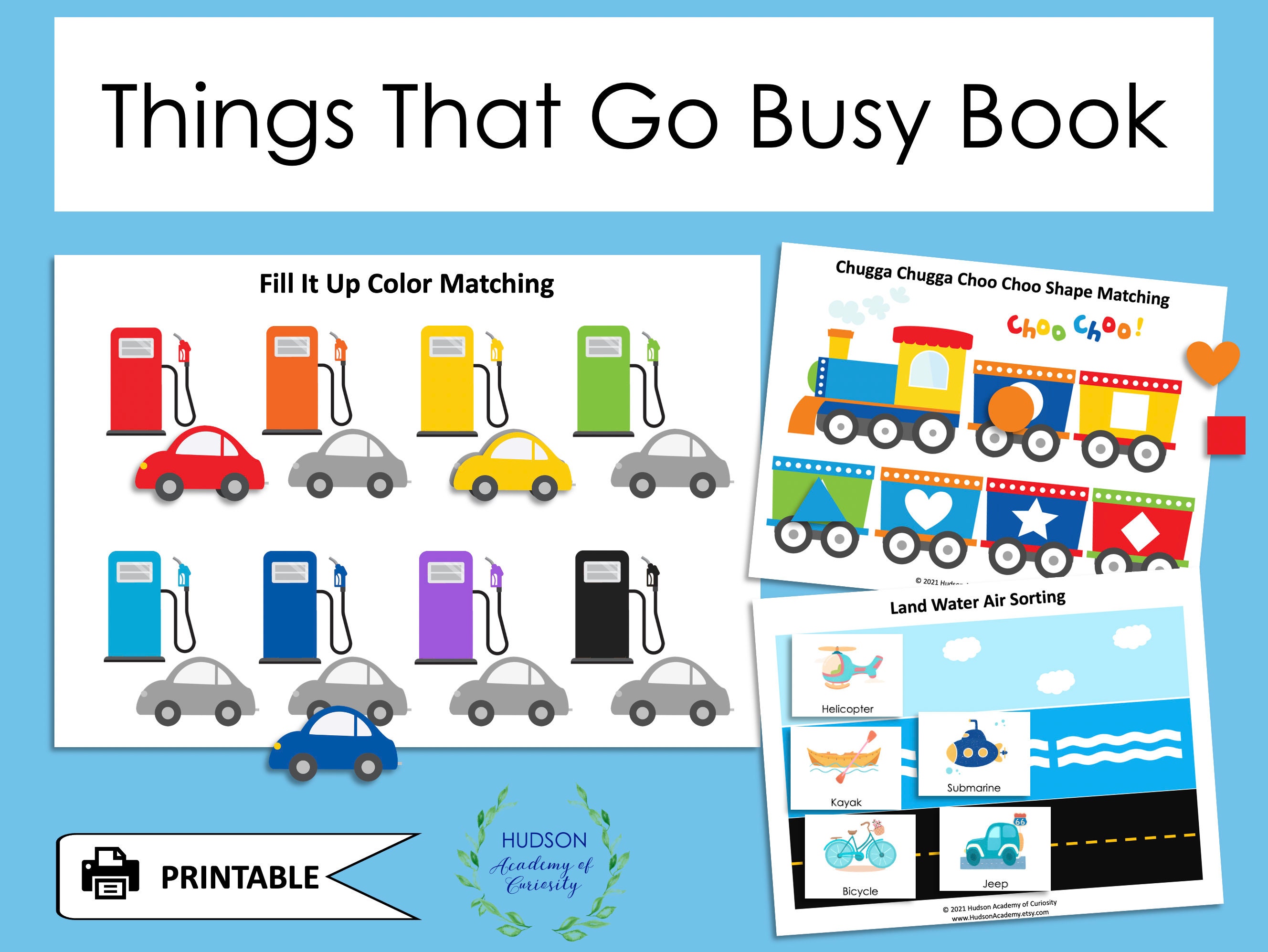 Toddler Busy Book Page Land Water Air Sorting Things That Go | Etsy