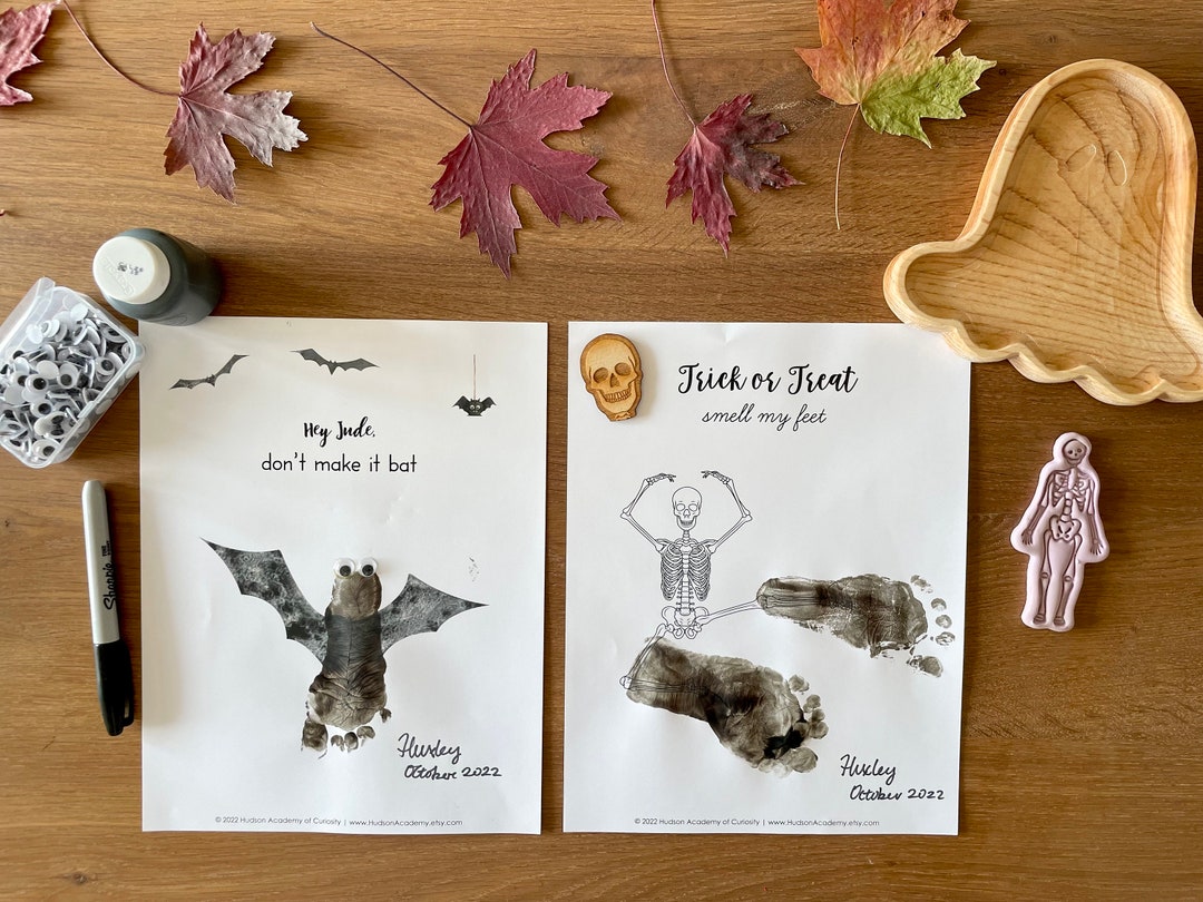 Halloween Handprint Craft Bundle, Skeleton Handprint Footprint, Craft ...