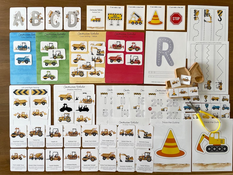 Construction Vehicles Activity Pack: Toddler Learning Printables (PDF ...