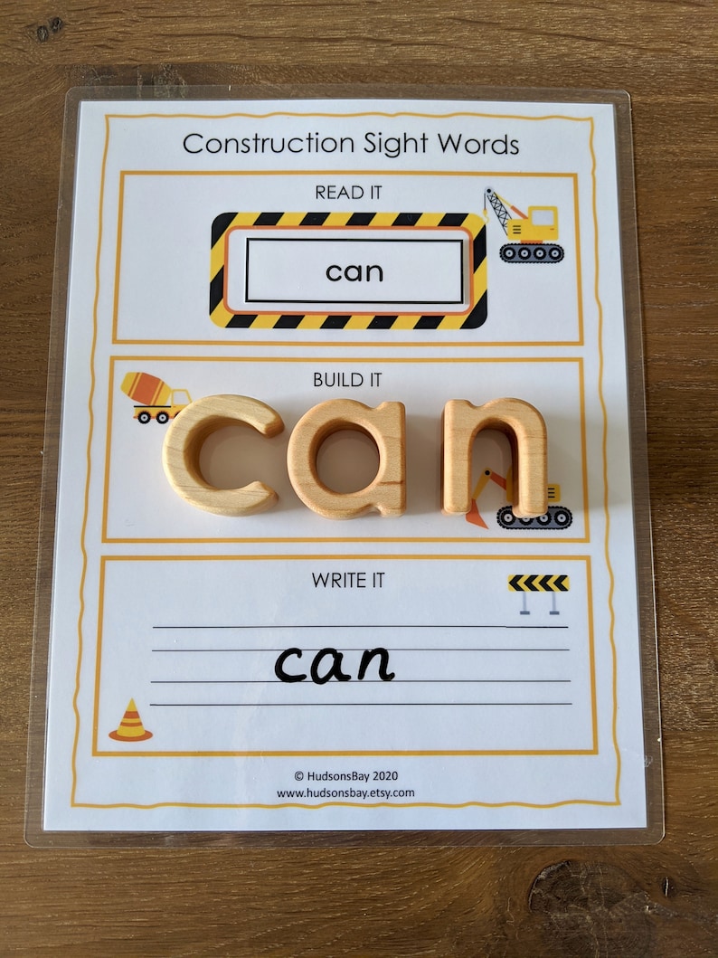 Sight Words Builder Spelling Printable Construction - Etsy UK
