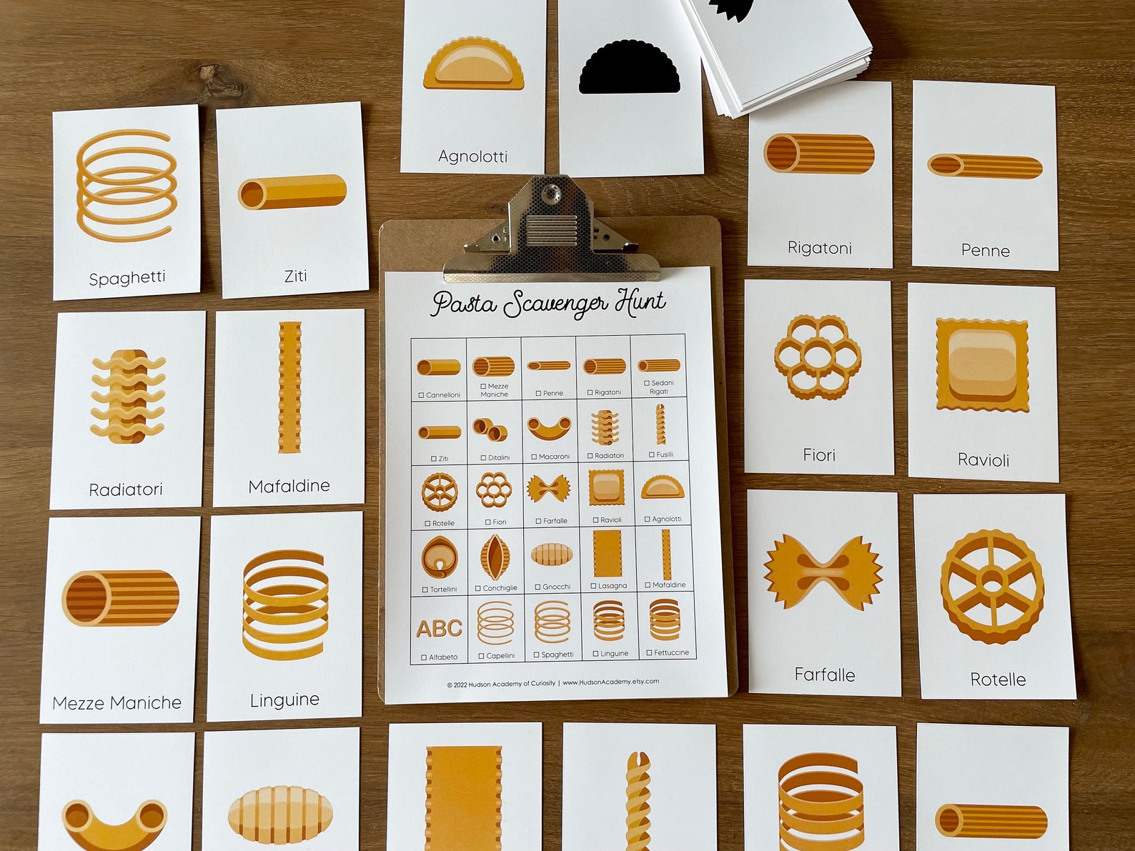 Pasta Shape Cards Printable MONTESSORI MATERIALS PRINTABLE - Etsy