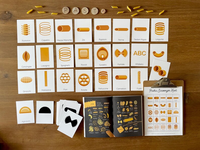 Pasta Shape Flashcards: Montessori Learning Materials (digital Download ...