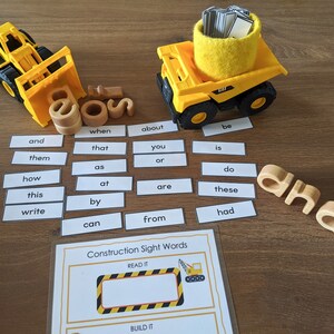 Sight Words Builder, Spelling Printable, Construction Vehicles, Fry's ...
