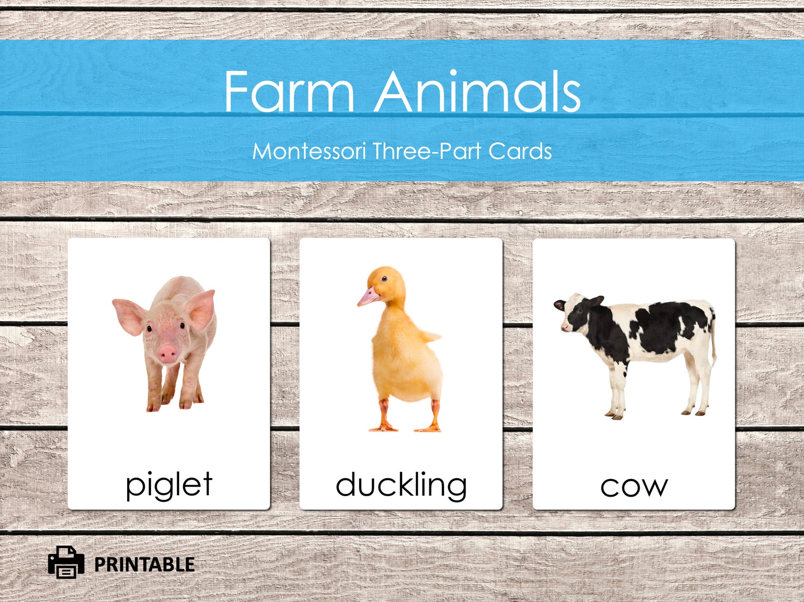 Farm Animals Cards Printable Montessori Materials Printable - Etsy