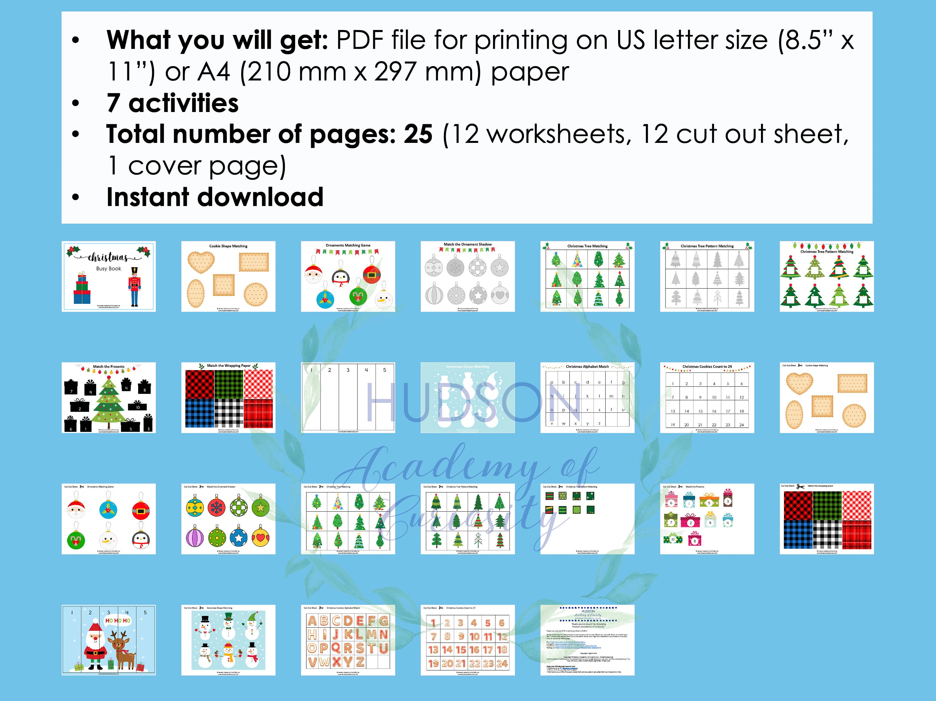 Christmas Busy Book Printable Toddler Busy Book File Folder | Etsy