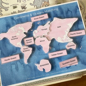 World Map Busy Book Printable: Continents & Oceans Matching (digital ...