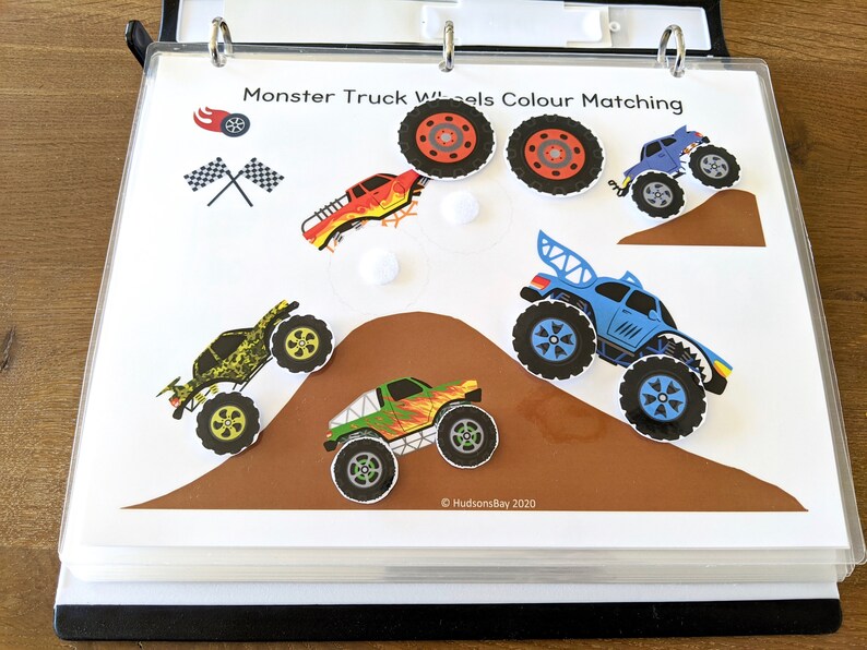 Monster Truck Colour Matching PRINTABLE BUSY BOOK Worksheet - Etsy