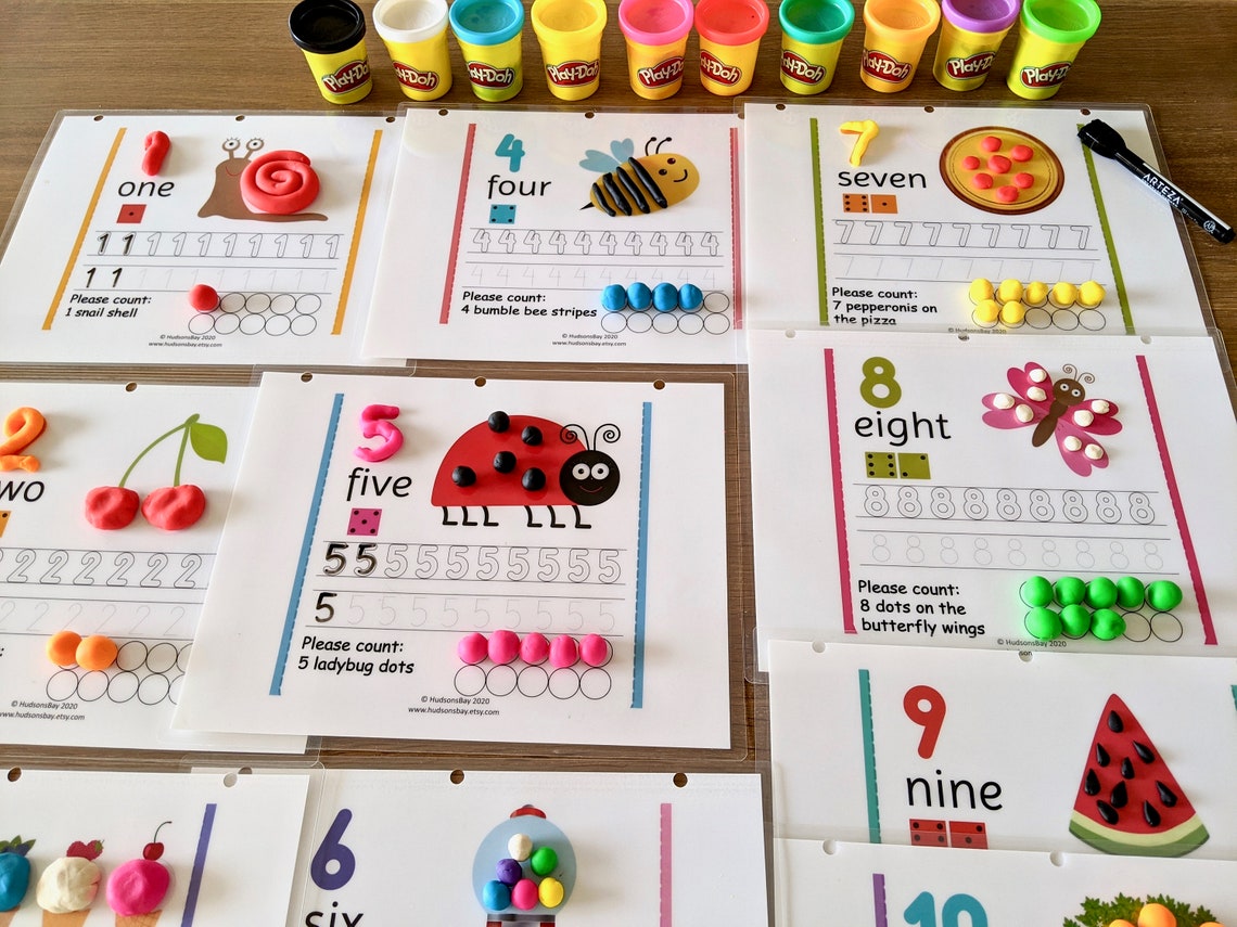 Counting and Numbers Play Dough Mats Printable Play Dough - Etsy