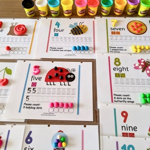 Counting and Numbers Play Dough Mats; Printable Play Dough Mats and ...