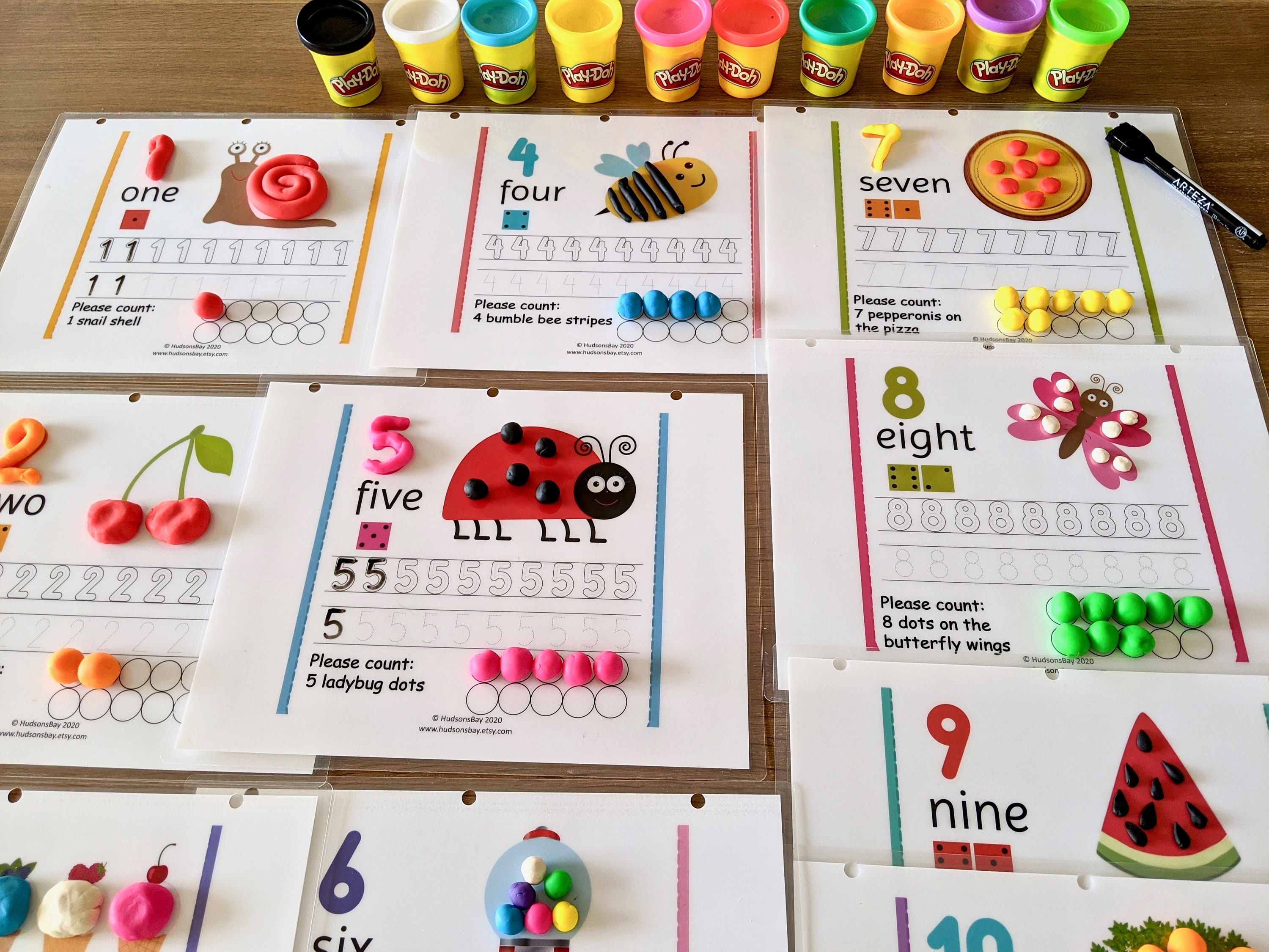 Counting and Numbers Play Dough Mats Printable Play Dough - Etsy Canada