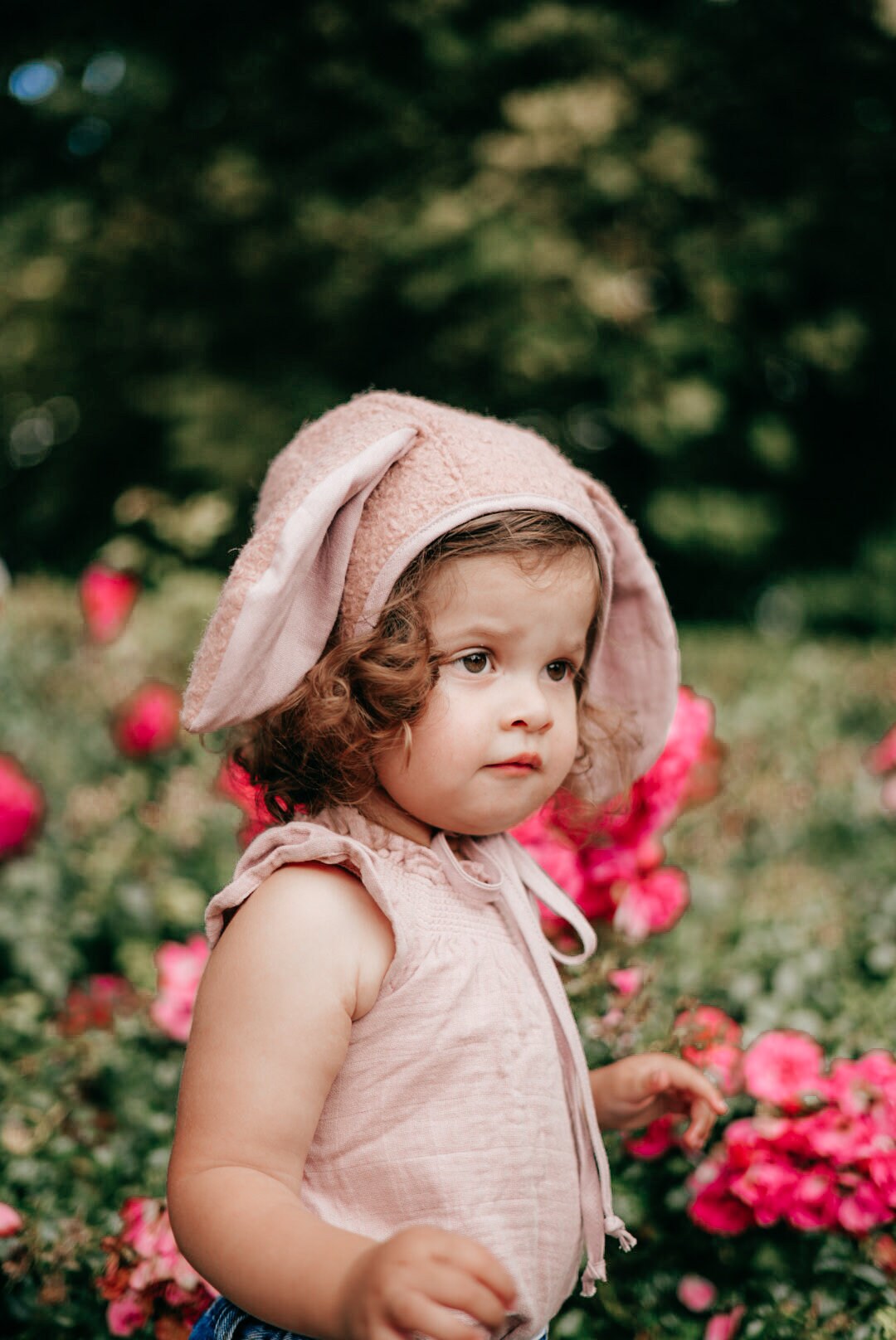 Bonnet Easter Bunny Bonnet Pink Wool Bonnet Baby Bonnet, Easter Gift ...