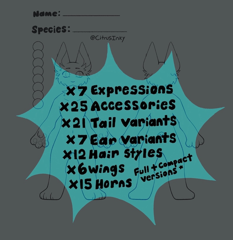 Fursona Reference Sheet Base Pack - Etsy
