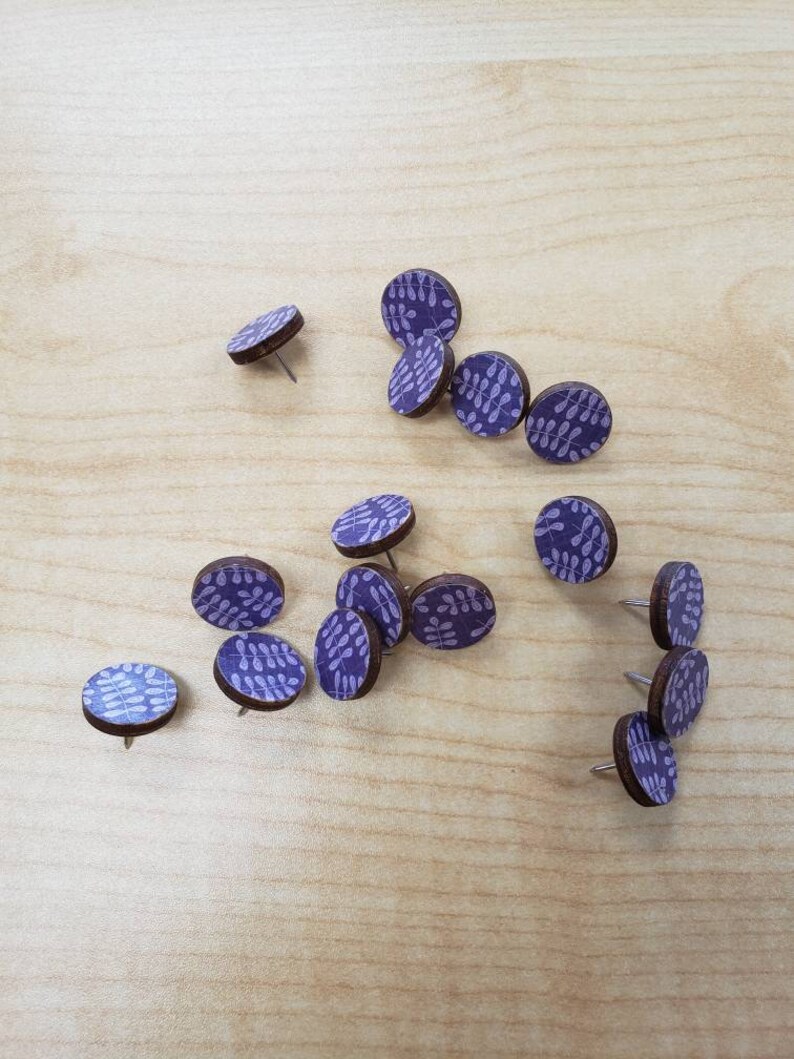 Purple Floral Thumbtacks: Handmade Decorative Push Pins (set of 16) - Etsy