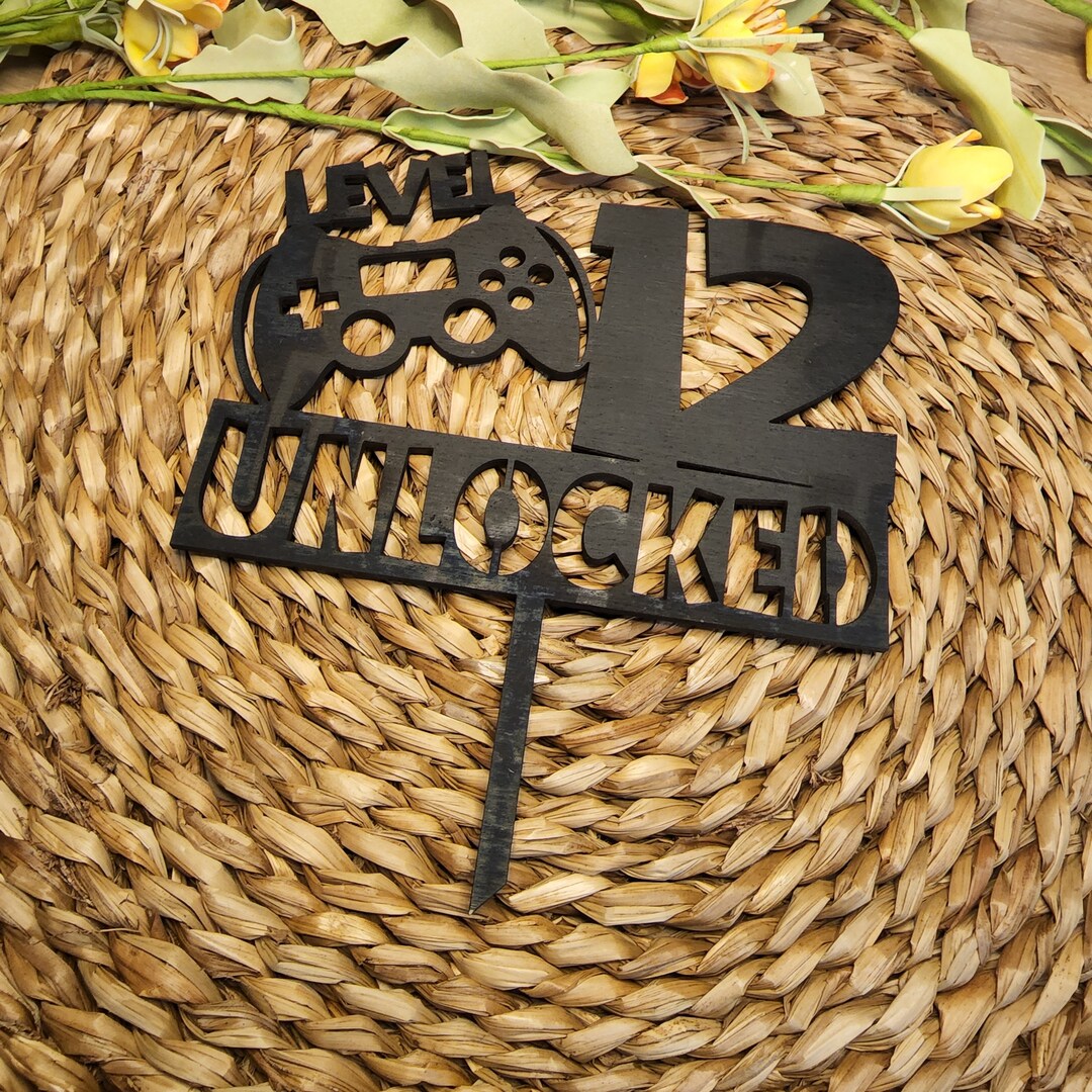 Gamers 12th Birthday Cake Topper, Geek Birthday Party, Level 12 ...