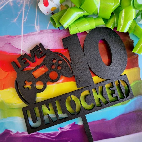 Level up 10th Birthday Cake Topper - Etsy