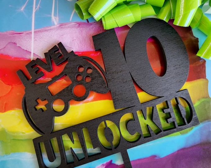 Level 10 Unlocked Cake Topper: Gamer Birthday Party Decor - Etsy